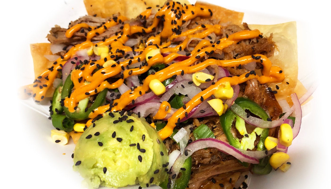 Kalua Pork Wonton Nachos | Eagle Rock Poke Shack